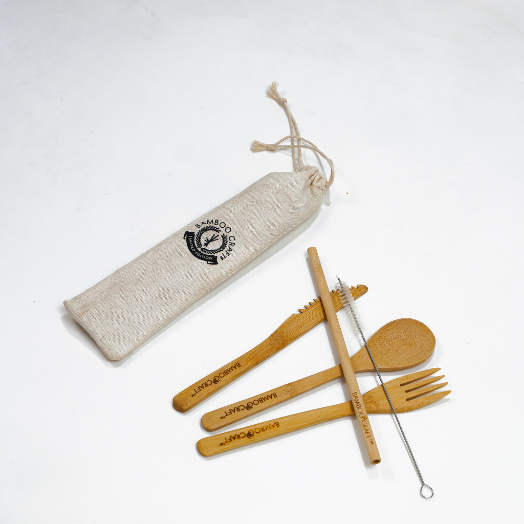 6-piece Bamboo-Craft Flatware Travel kit - The Bamboo Craft Company