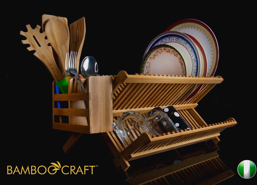 Water Resistant Bamboo X Shaped Foldable Dish Rack +Utensil Caddy – The ...